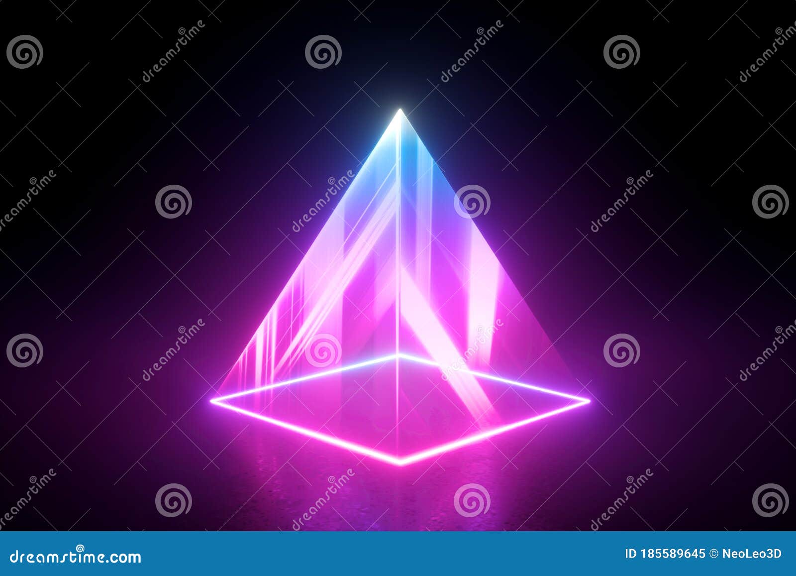 Ultraviolet Pyramid And Scanning Of Waveform 3D Render Illustration ...