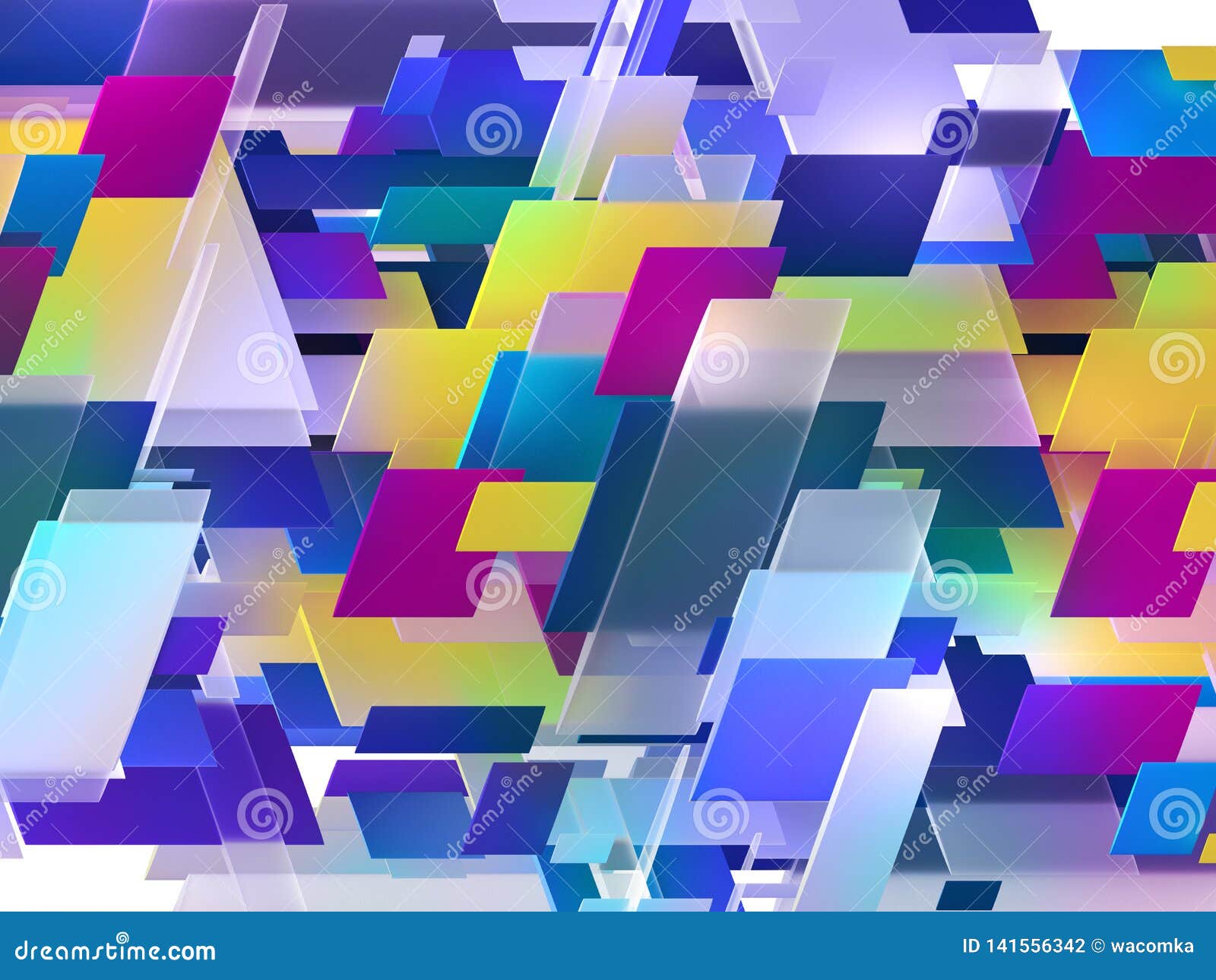 3d Render, Abstract Geometric Background, Split Blocks, Diagonal ...