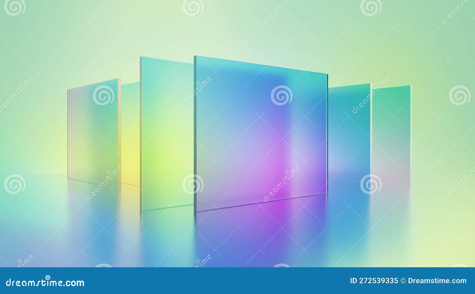 3d Render, Abstract Geometric Background, Translucent Glass with ...