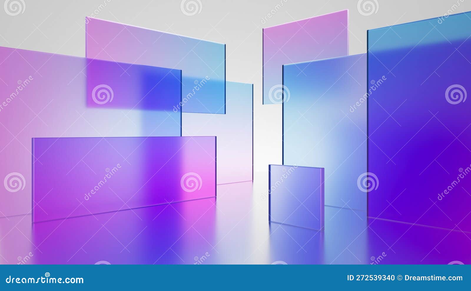 3d Render, Abstract Geometric Background, Translucent Glass with Violet ...