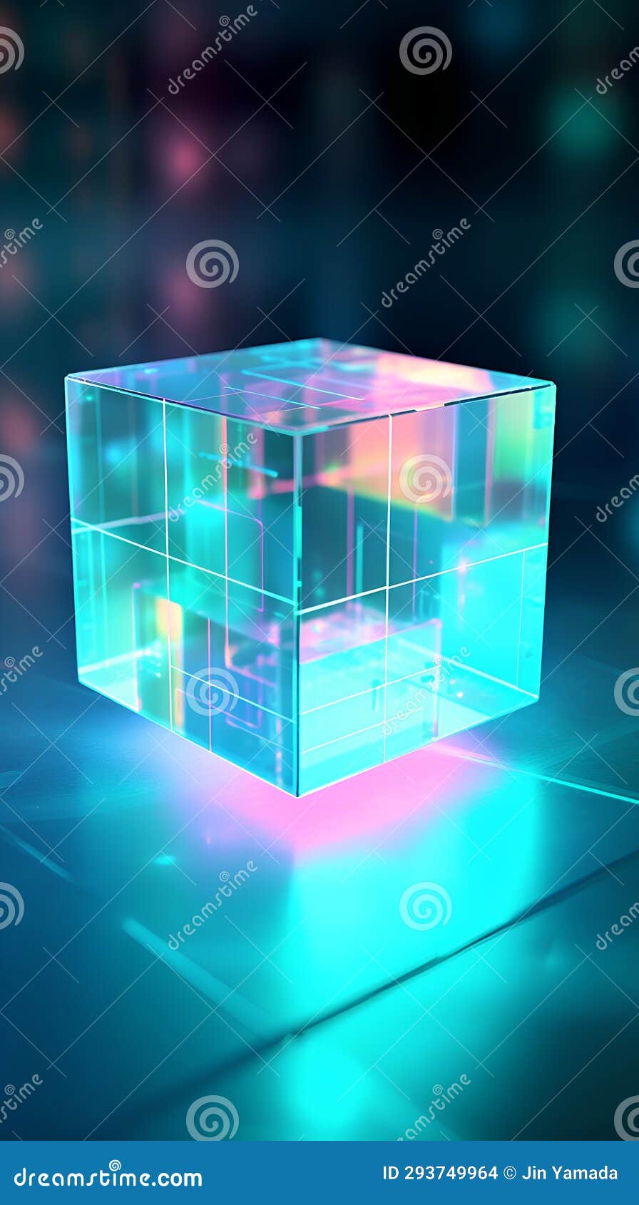 3d Render, Abstract Geometric Background, Transparent Cube in ...