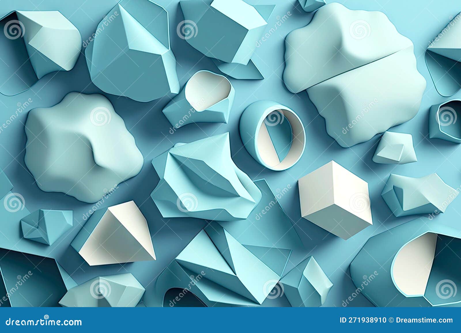 3d Render Abstract Geometric Background from Uneven Shapes in Light ...