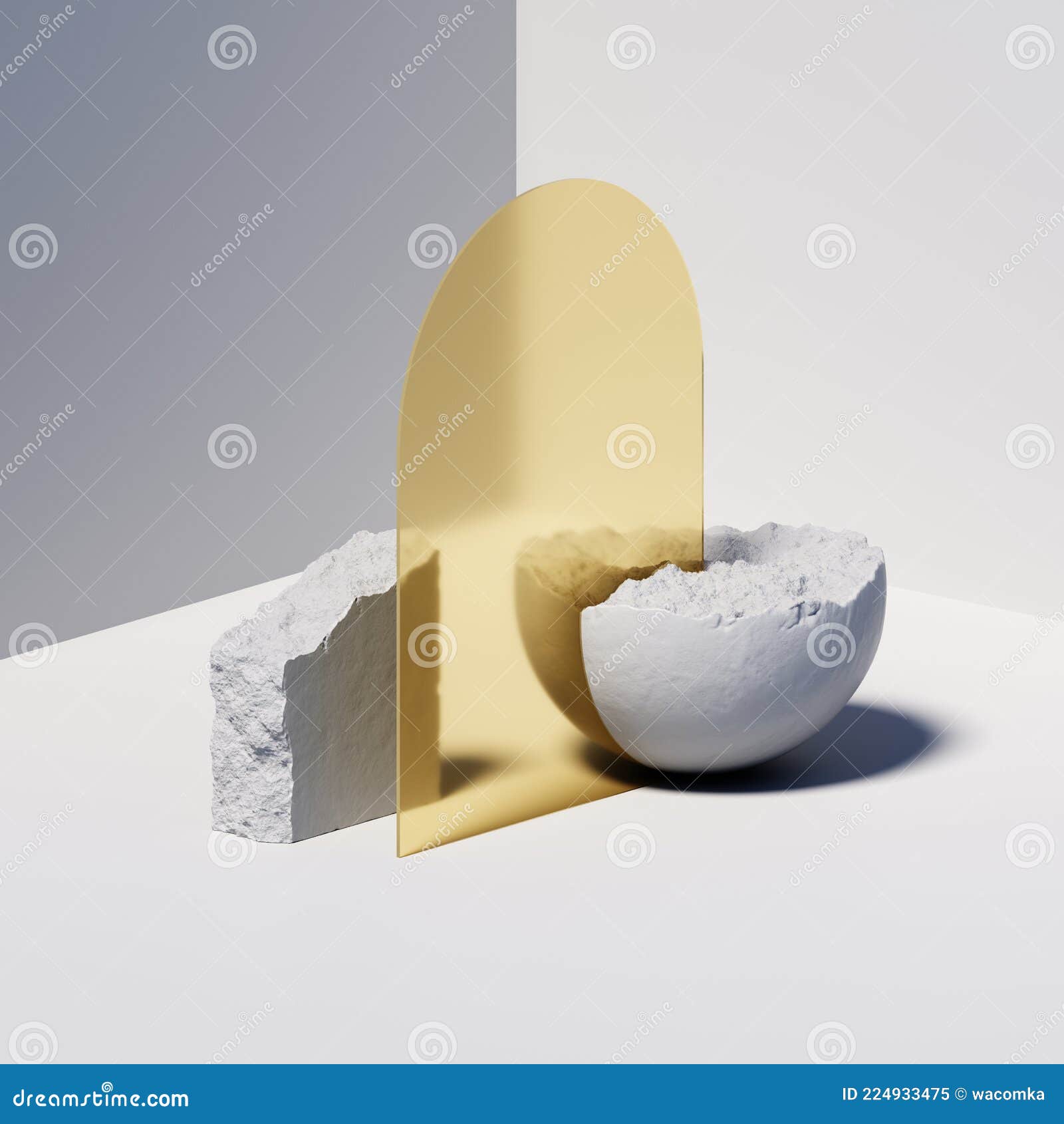 3d Render, Abstract Geometric Background with White Concrete Blocks ...