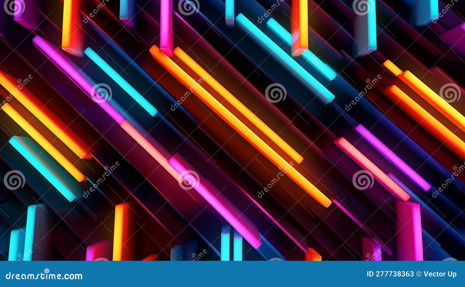 3d Render Abstract Geometric Neon Background. Generative AI Stock ...