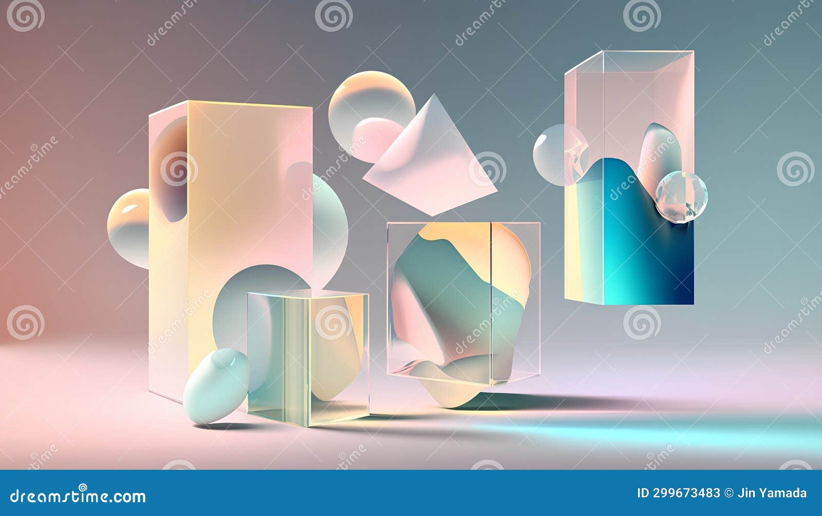 3d Render, Abstract Geometric Shapes, Pastel Colors, Modern Background ...