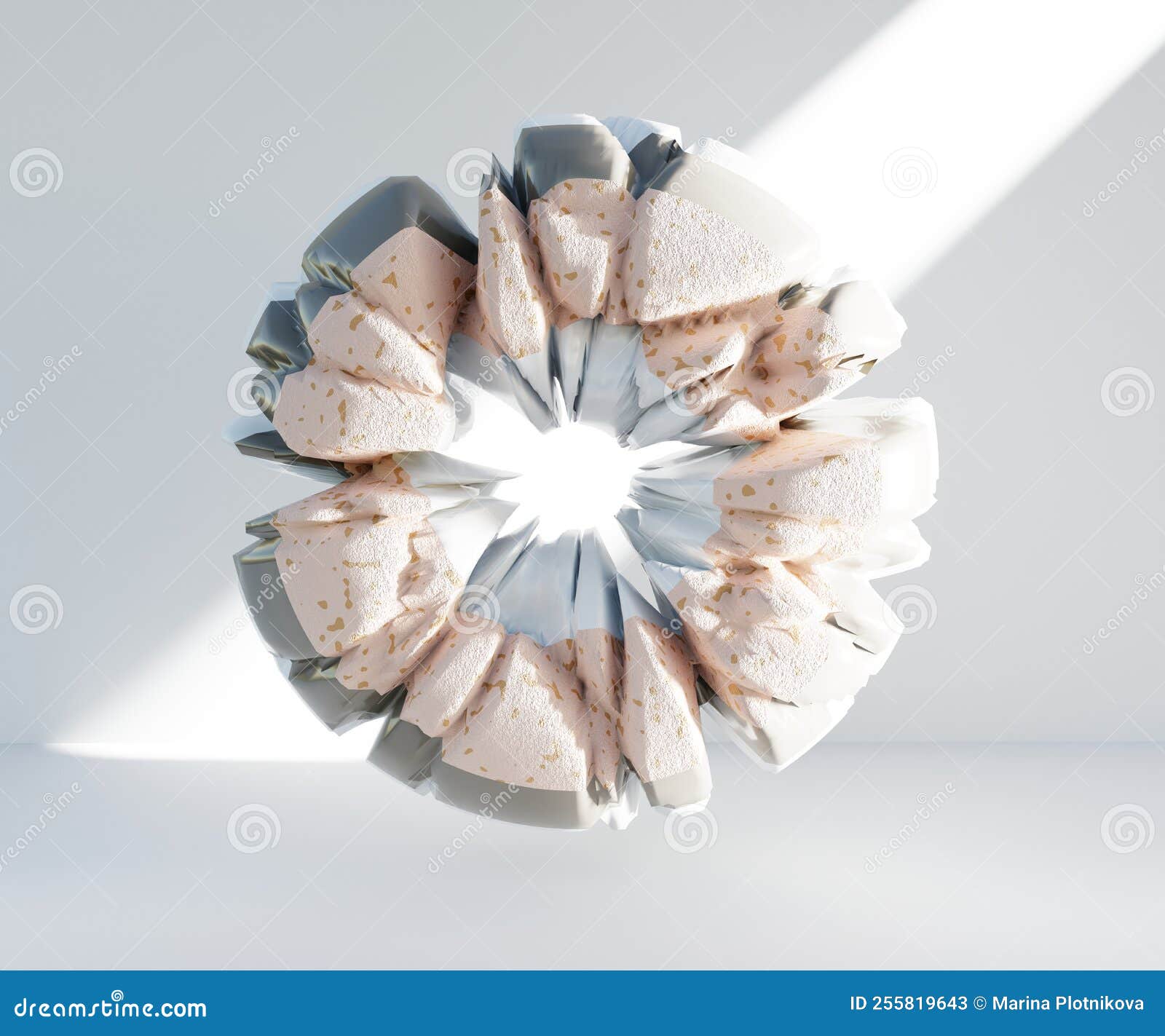 3d Render, Abstract Geometric Torus Shape, Cracked Surface with Hole ...
