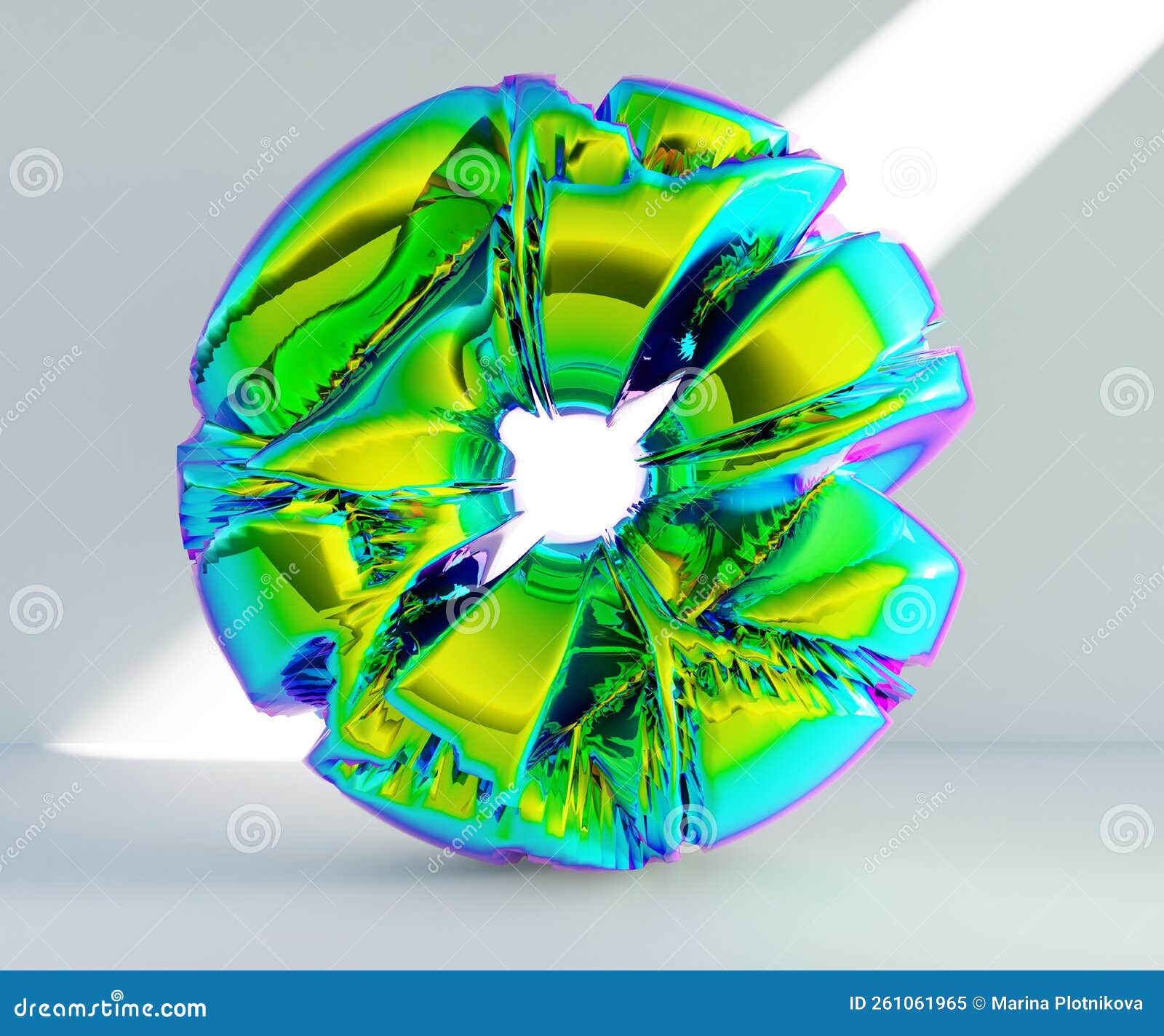 3d Render, Abstract Geometric Torus Shape, Cracked Surface with Hole ...
