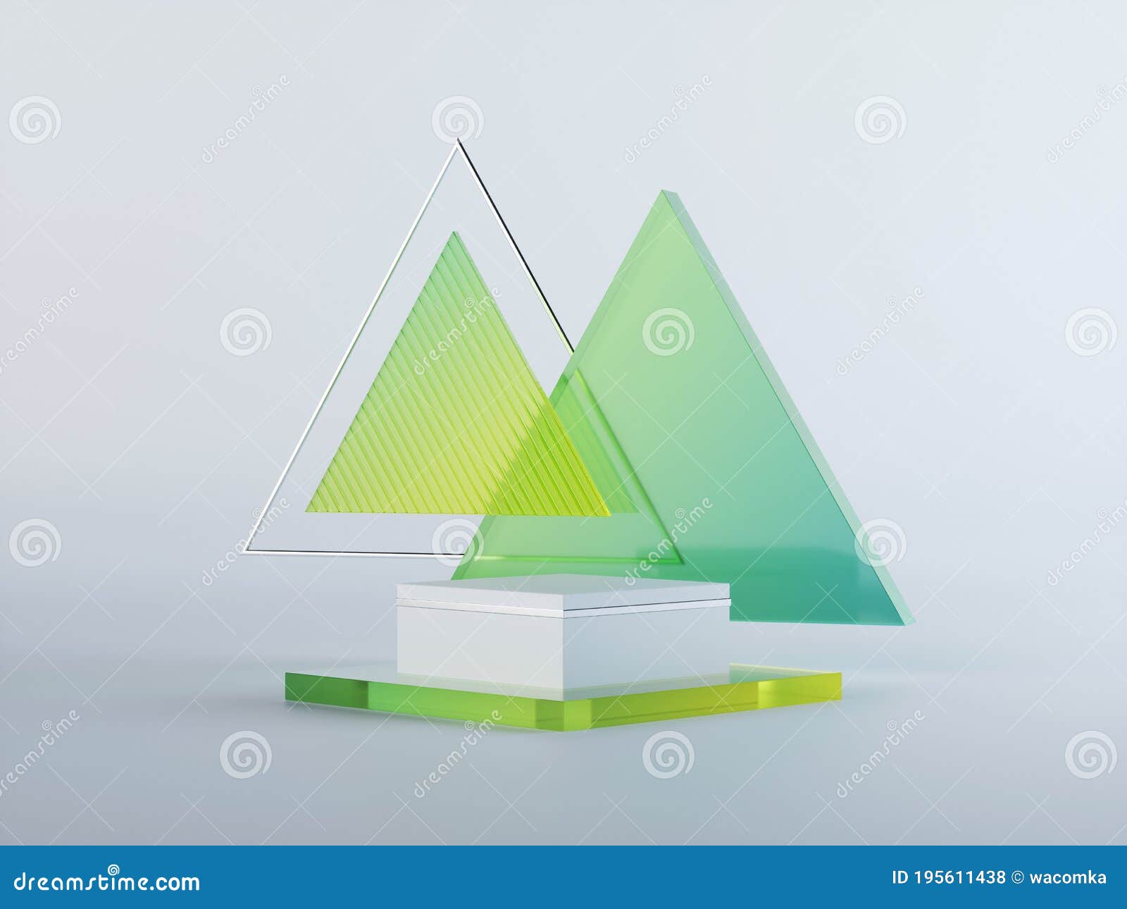 3d Render, Abstract Geometrical Background with Green Translucent ...