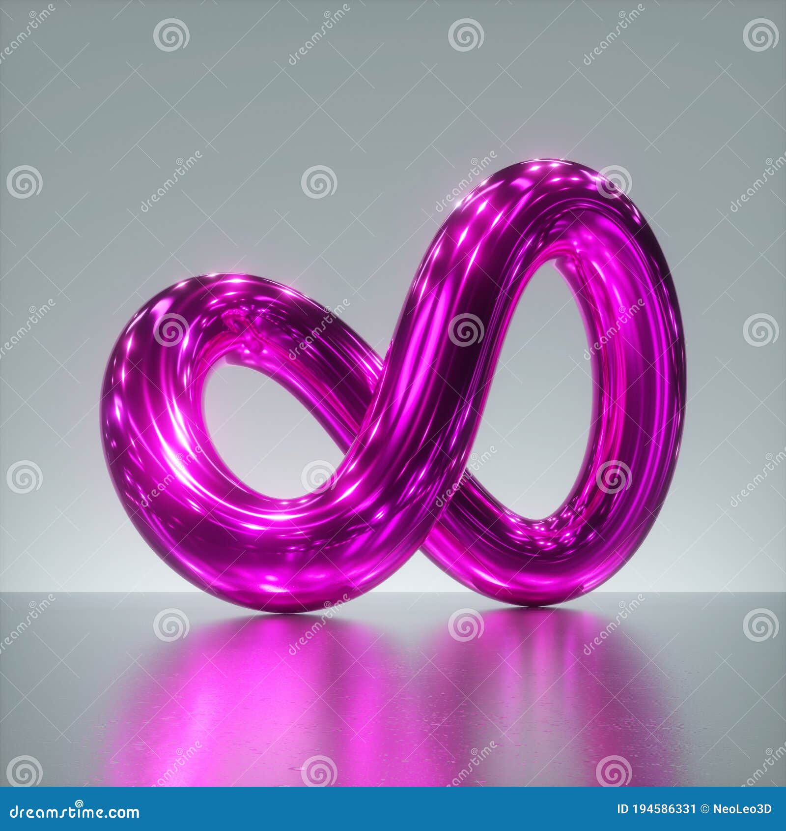 3d Render, Abstract Geometrical Shape, Shiny Metallic Infinity Loop ...