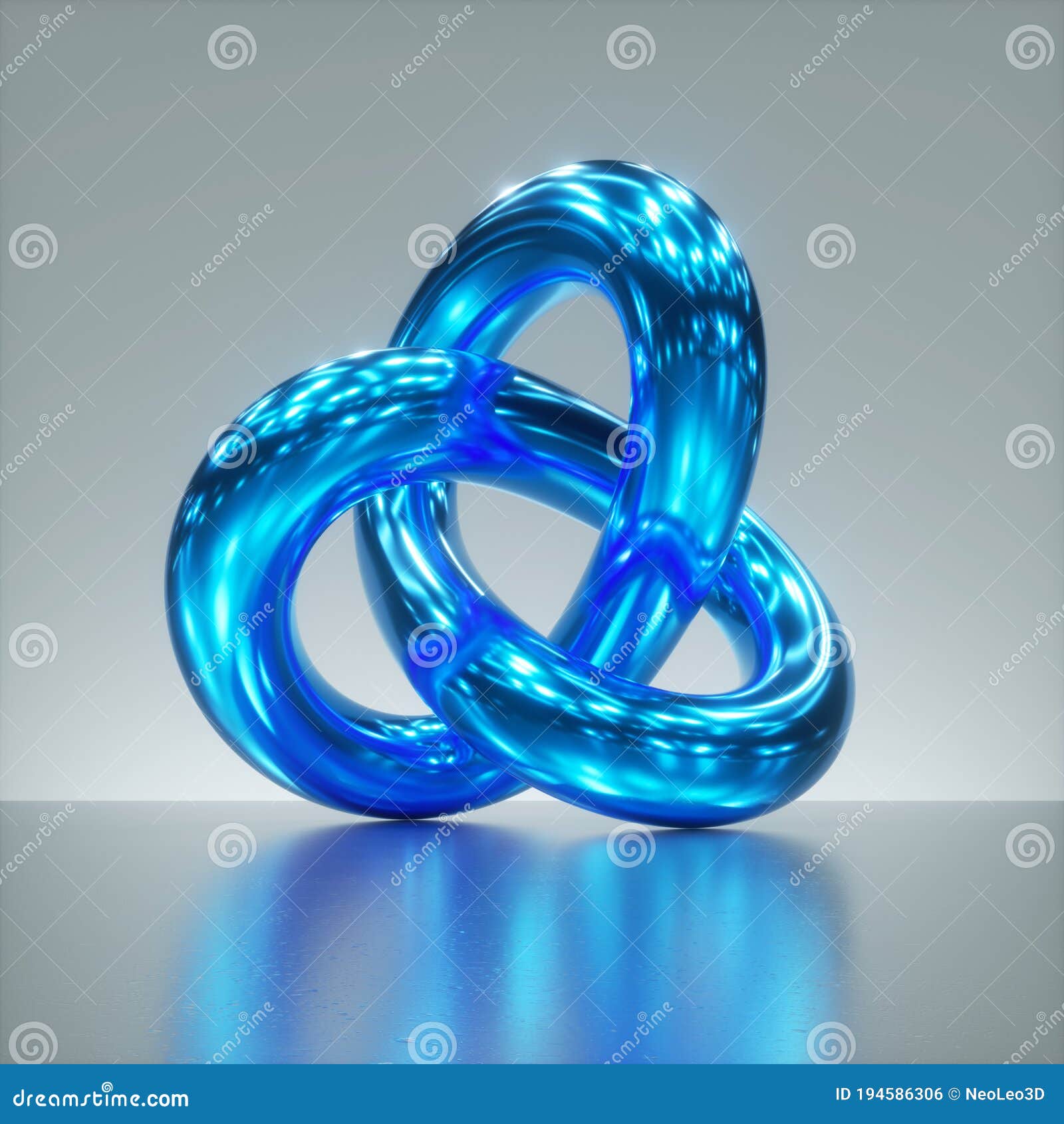 3d Render, Abstract Geometrical Shape, Shiny Metallic Knotted Torus ...
