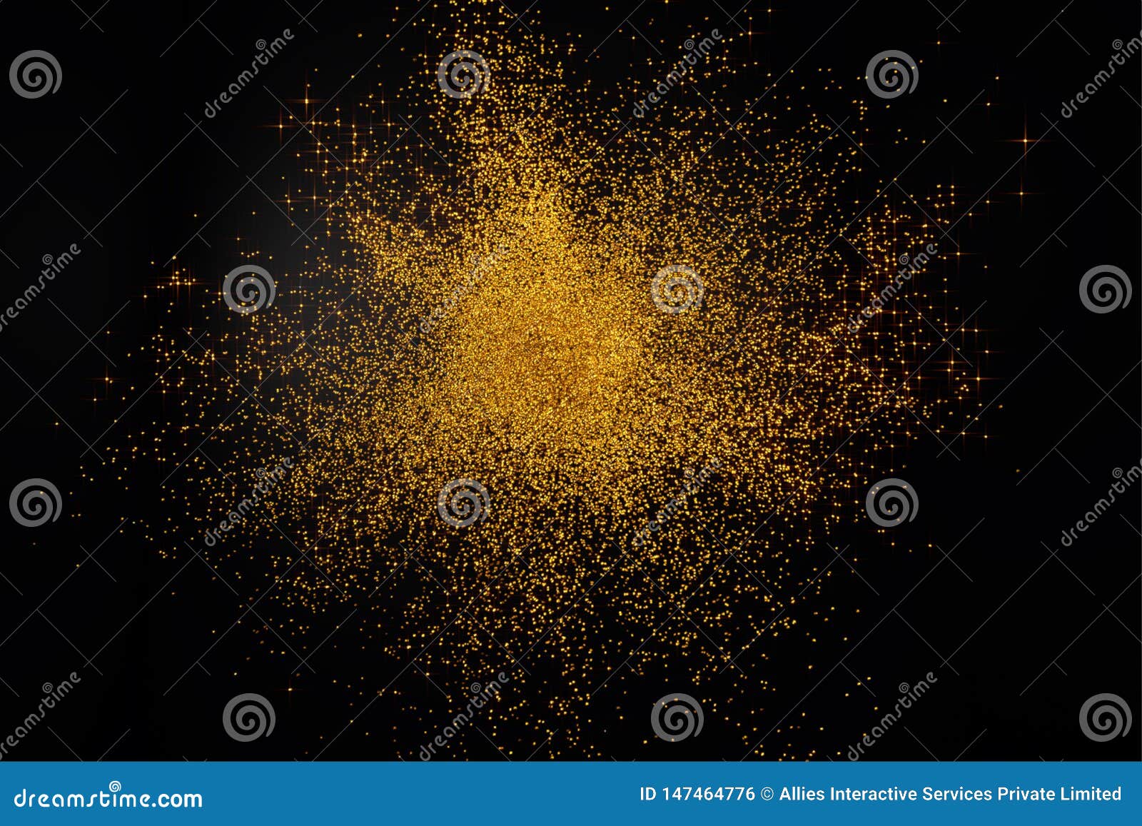 3D Render of Abstract Golden Dust Particle Splash. Stock Illustration ...