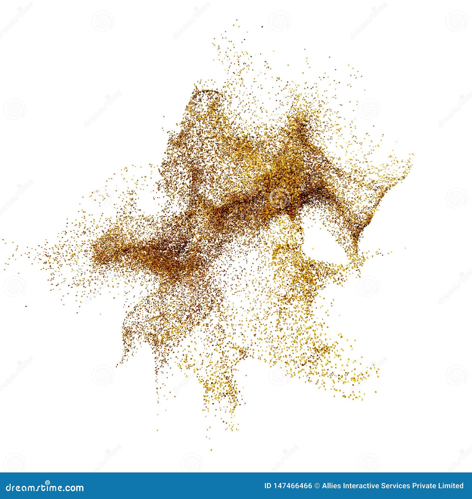 3D Render of Abstract Golden Dust Particle Splash. Stock Illustration ...