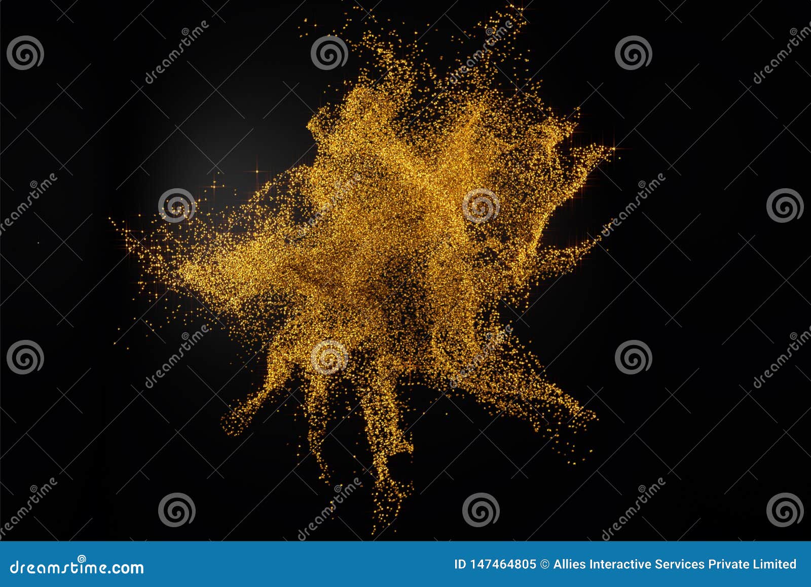 3D Render of Abstract Golden Glitter Splash. Stock Illustration ...