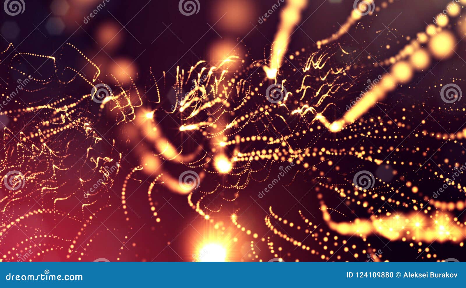 3d Render of Abstract Golden Red Composition with Depth of Field and ...