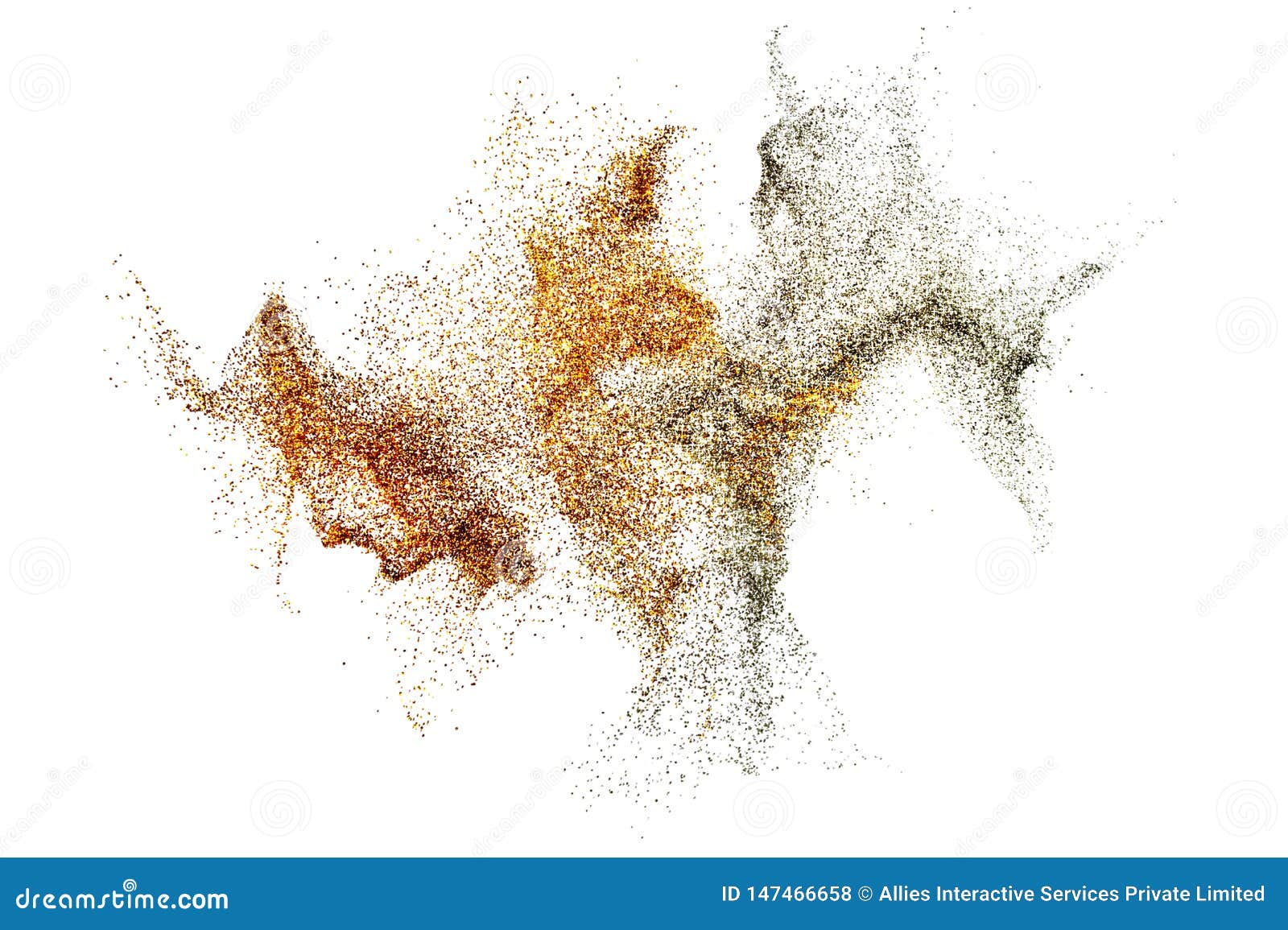 3D Render of Abstract Golden and Silver Mixed Splash Dust Particle ...