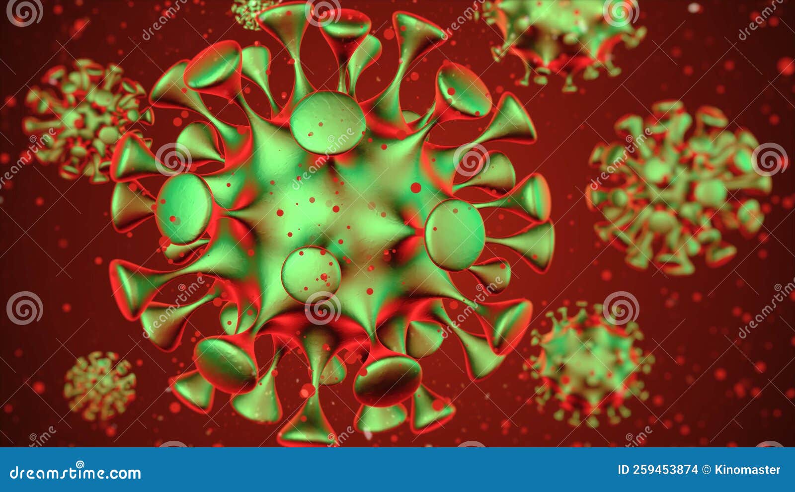 3D Render of Abstract Green Bacteria or Virus in Spherical Shape with ...