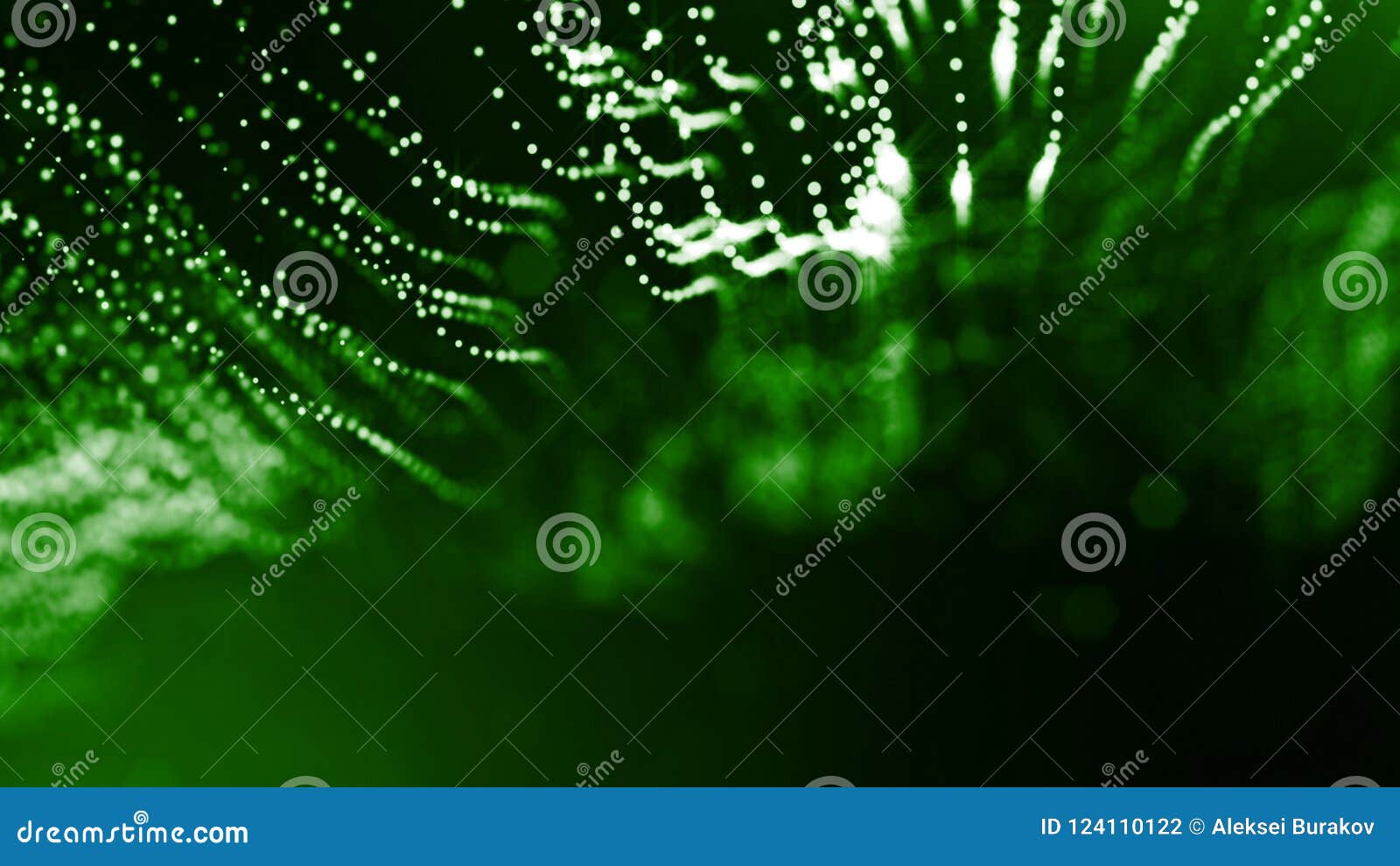 3d Render of Abstract Green Composition with Depth of Field and Glowing ...