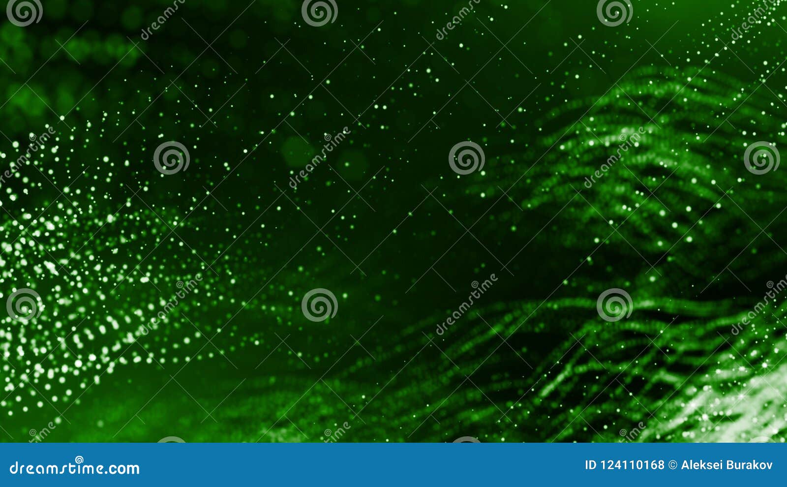 3d Render of Abstract Green Composition with Depth of Field and Glowing ...