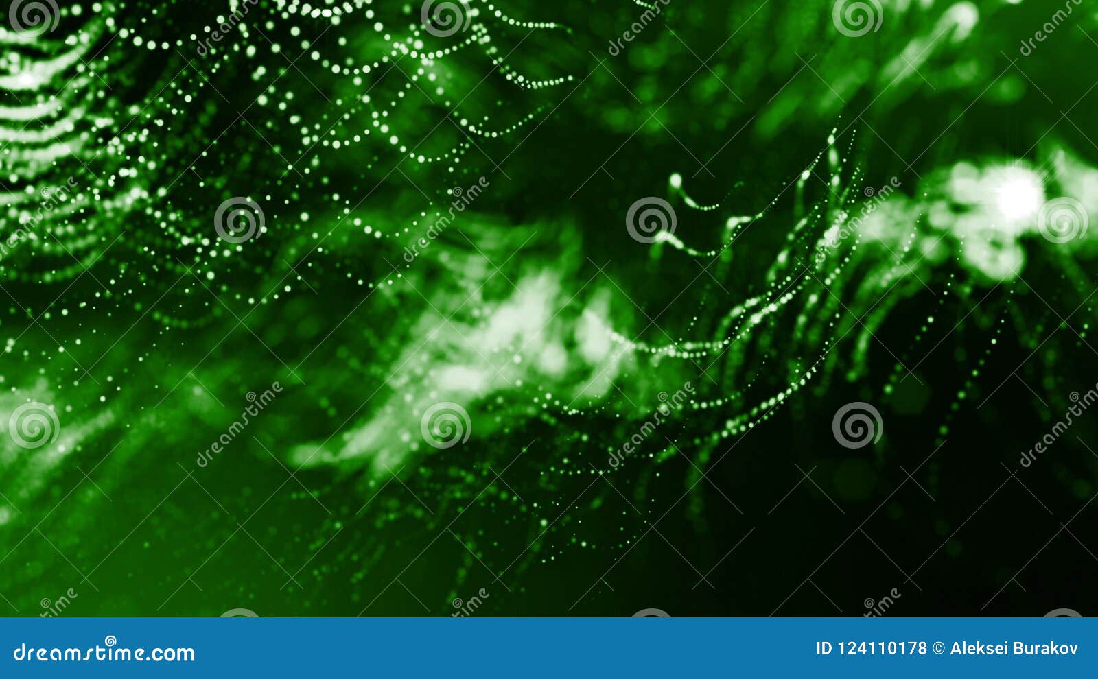 3d Render of Abstract Green Composition with Depth of Field and Glowing ...