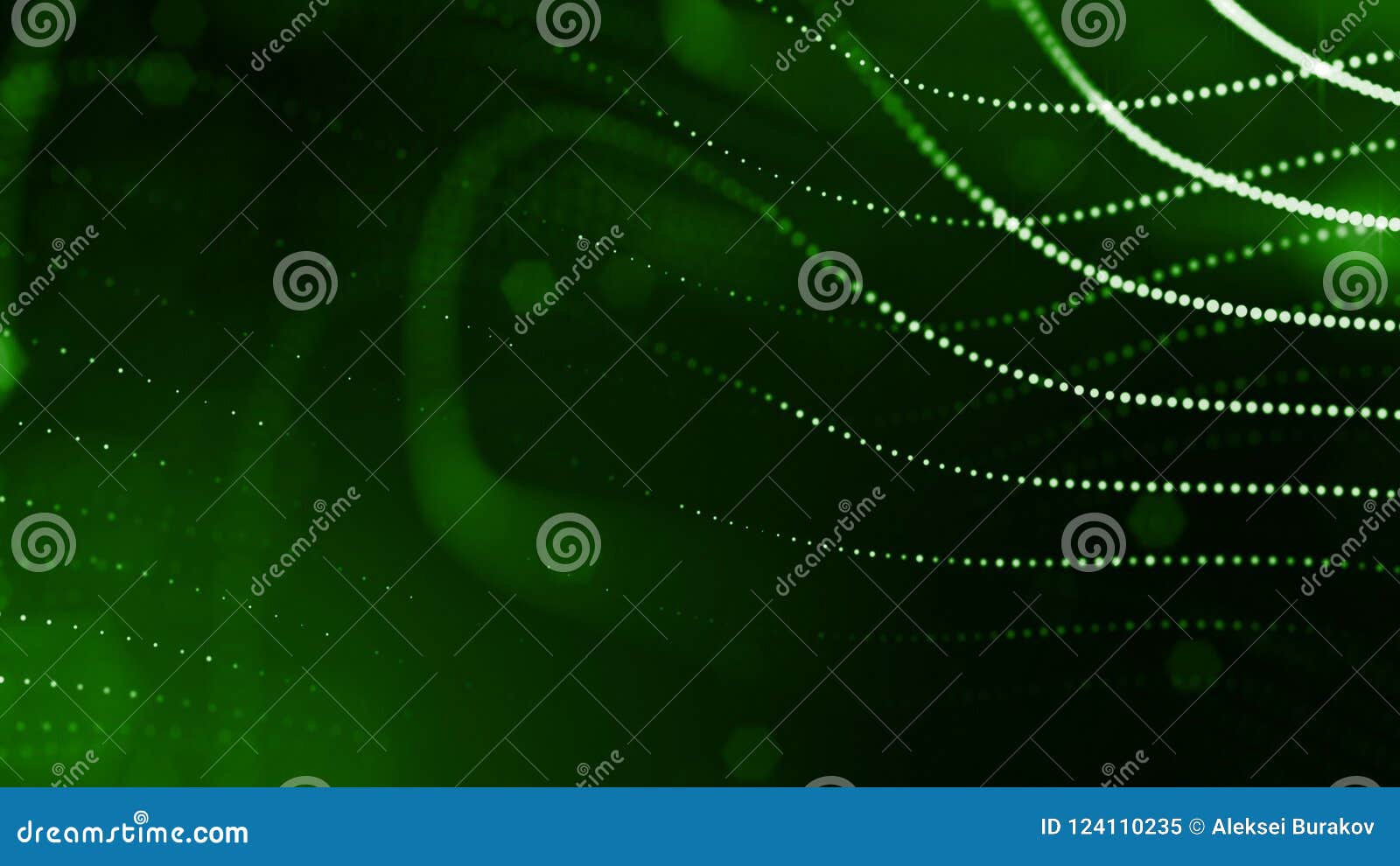 3d Render of Abstract Green Composition with Depth of Field and Glowing ...