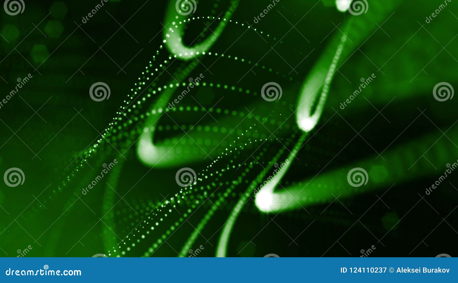3d Render of Abstract Green Composition with Depth of Field and Glowing ...