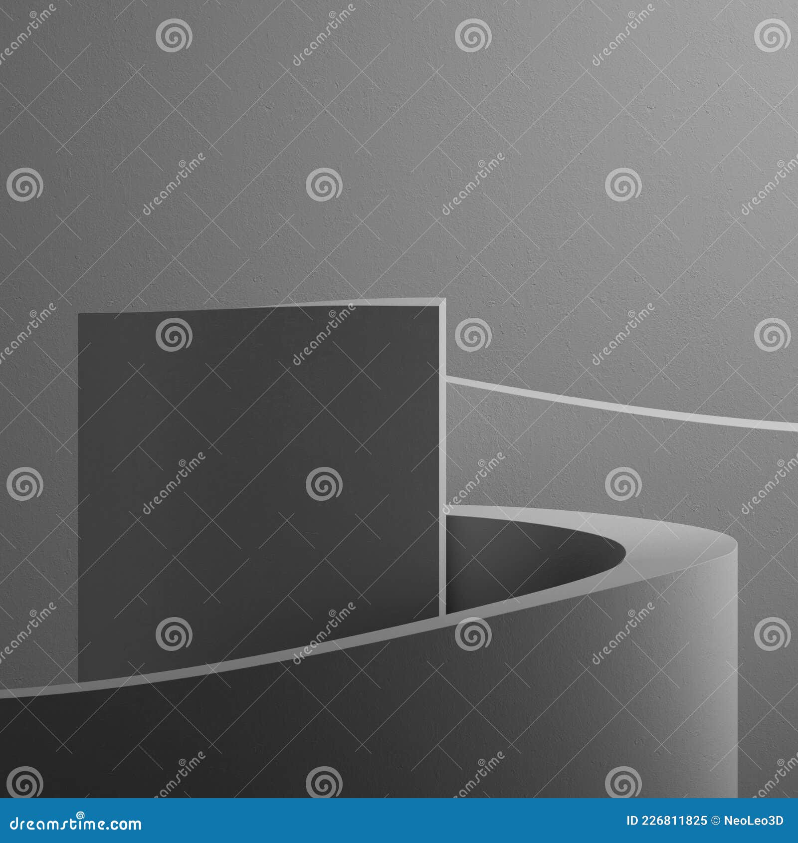 3d Render, Abstract Grey Background with Modern Minimal Serpentine ...