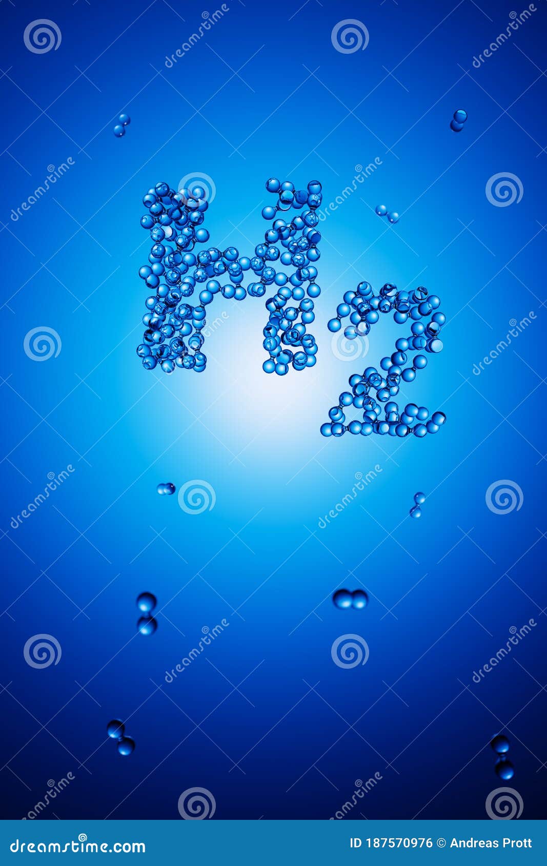 Abstract Hydrogen Molecules H2 Forming the Letters `H2` in Front of ...