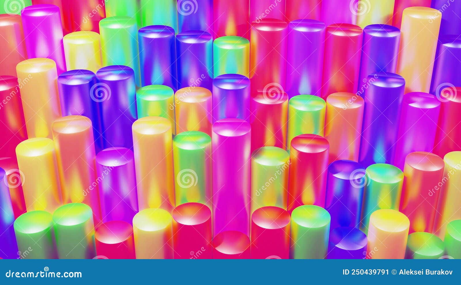 3d Render. Abstract Infographics from Multi-colored Columns in Rows ...