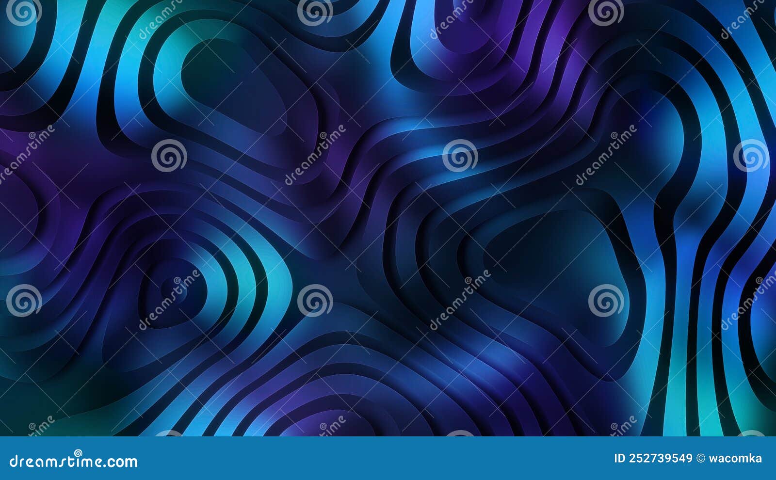 3d Render, Abstract Iridescent Blue Background, Metallic Texture with ...