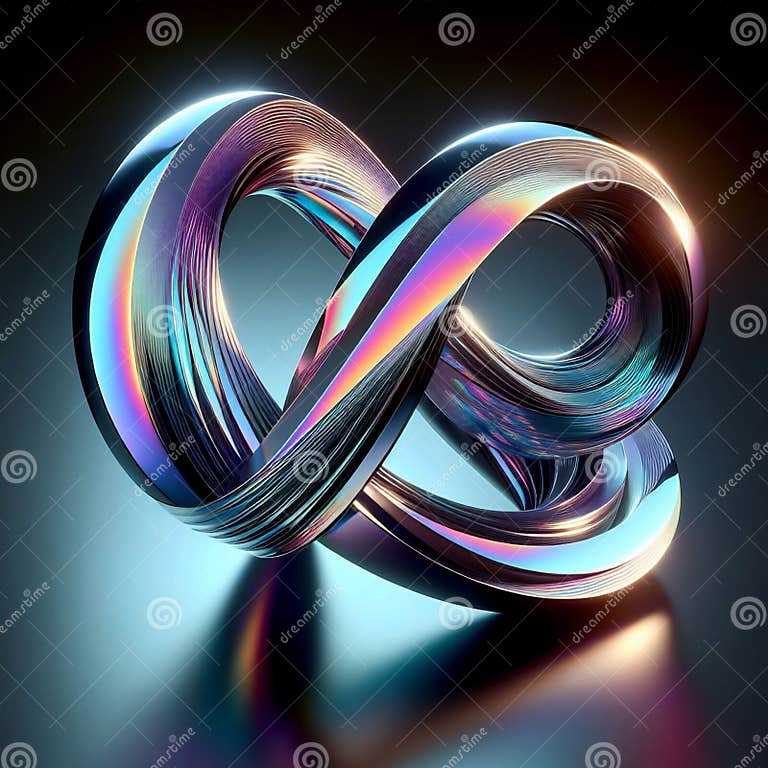 An Abstract, Iridescent Infinity Symbol with Multiple Intertwined Loops ...