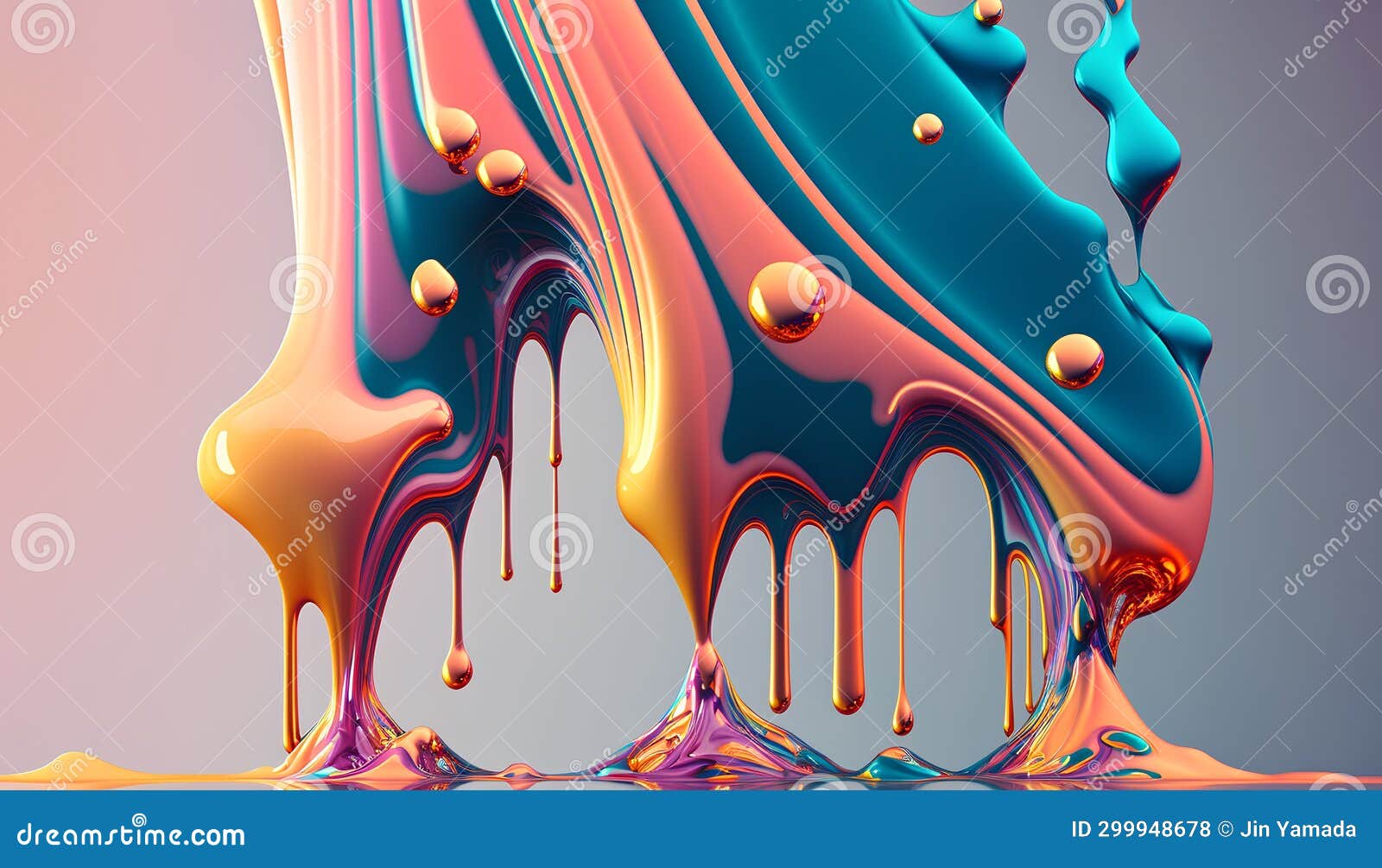 3d Render, Abstract Liquid Background, Multicolor Paint Dripping Stock ...