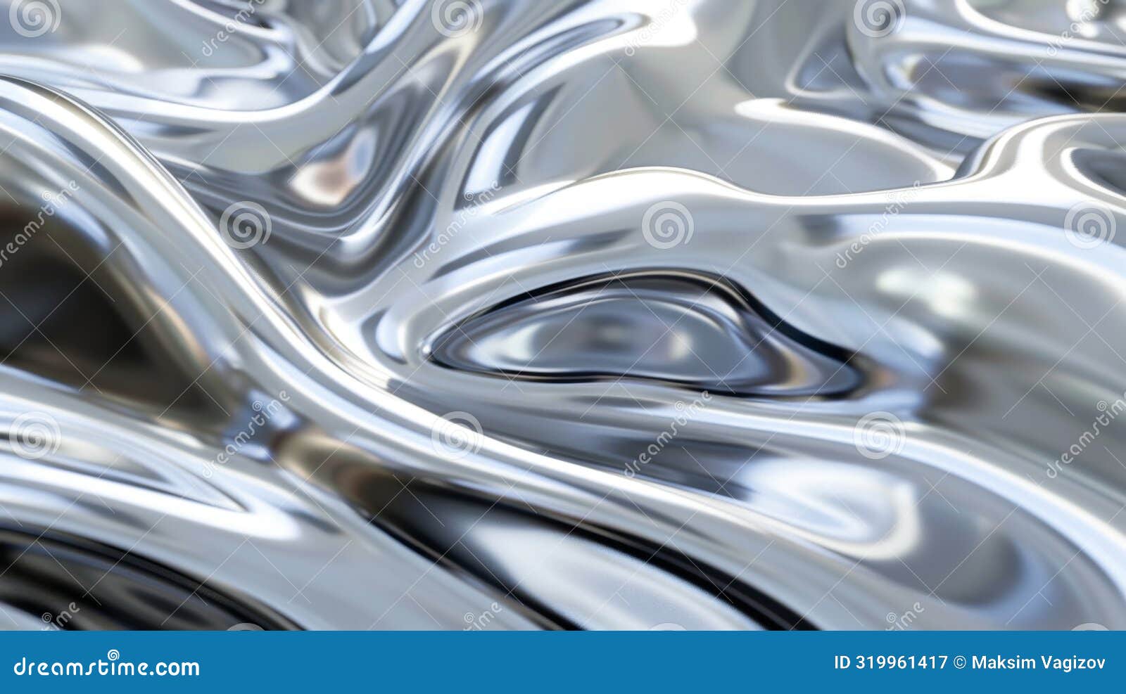 3D Render of Abstract Liquid Chrome Background, Generative AI Stock ...