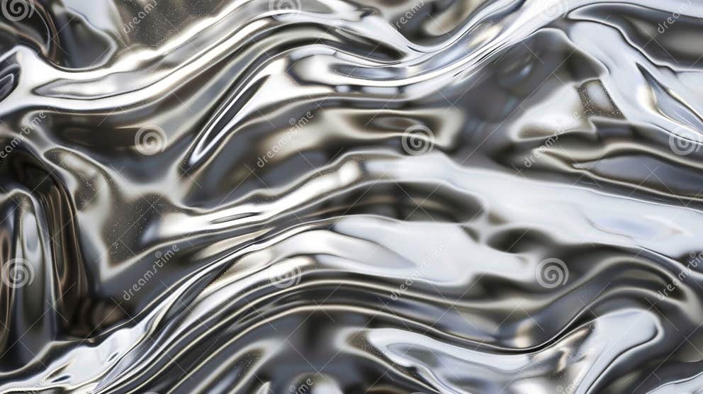 3D Render of Abstract Liquid Chrome Background, Generative AI Stock ...