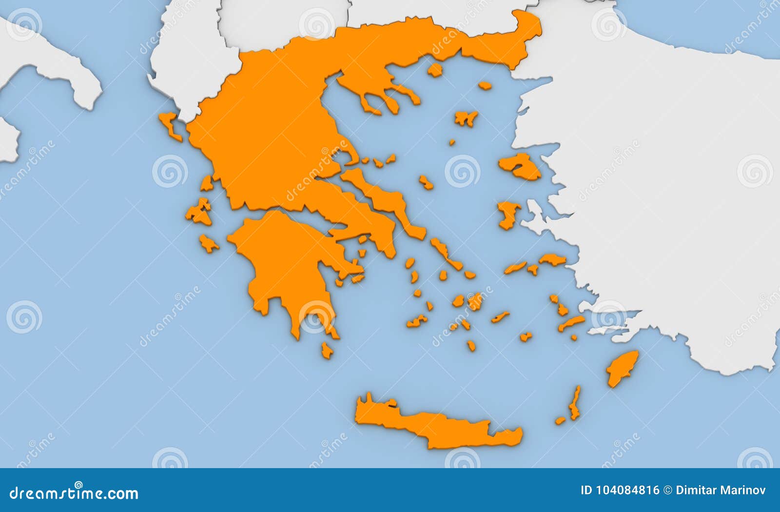 3d Render of Abstract Map of Greece Stock Illustration - Illustration ...