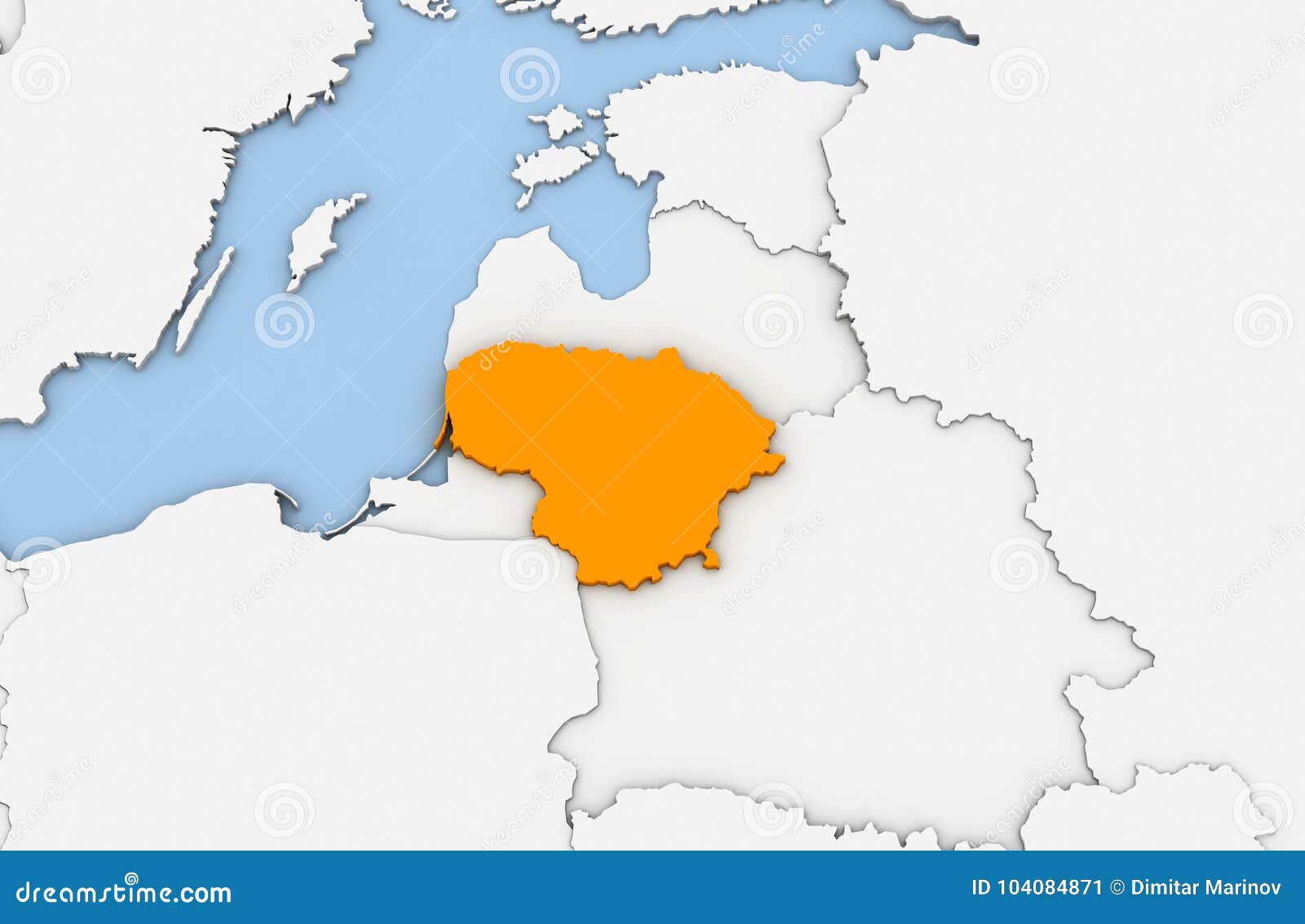 3d Render of Abstract Map of Lithuania Stock Illustration ...