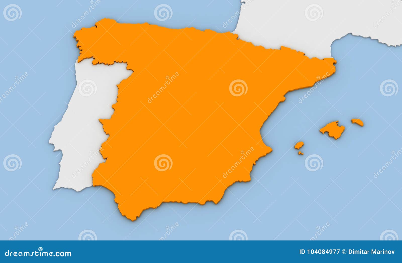 3d Render of Abstract Map of Spain Stock Illustration - Illustration of ...