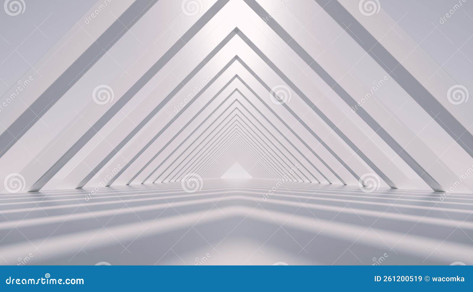 3d Render, Abstract Minimal Background. White Triangular Corridor Stock ...