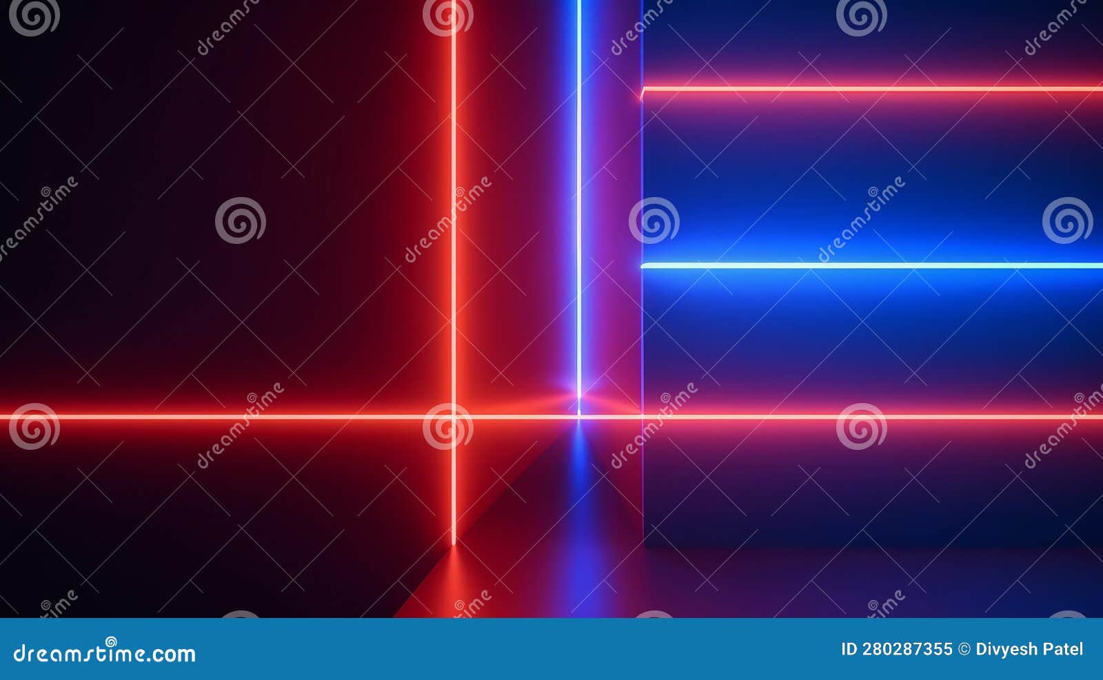 3d Render, Abstract Minimal Blue Red Neon Background, Generative AI ...