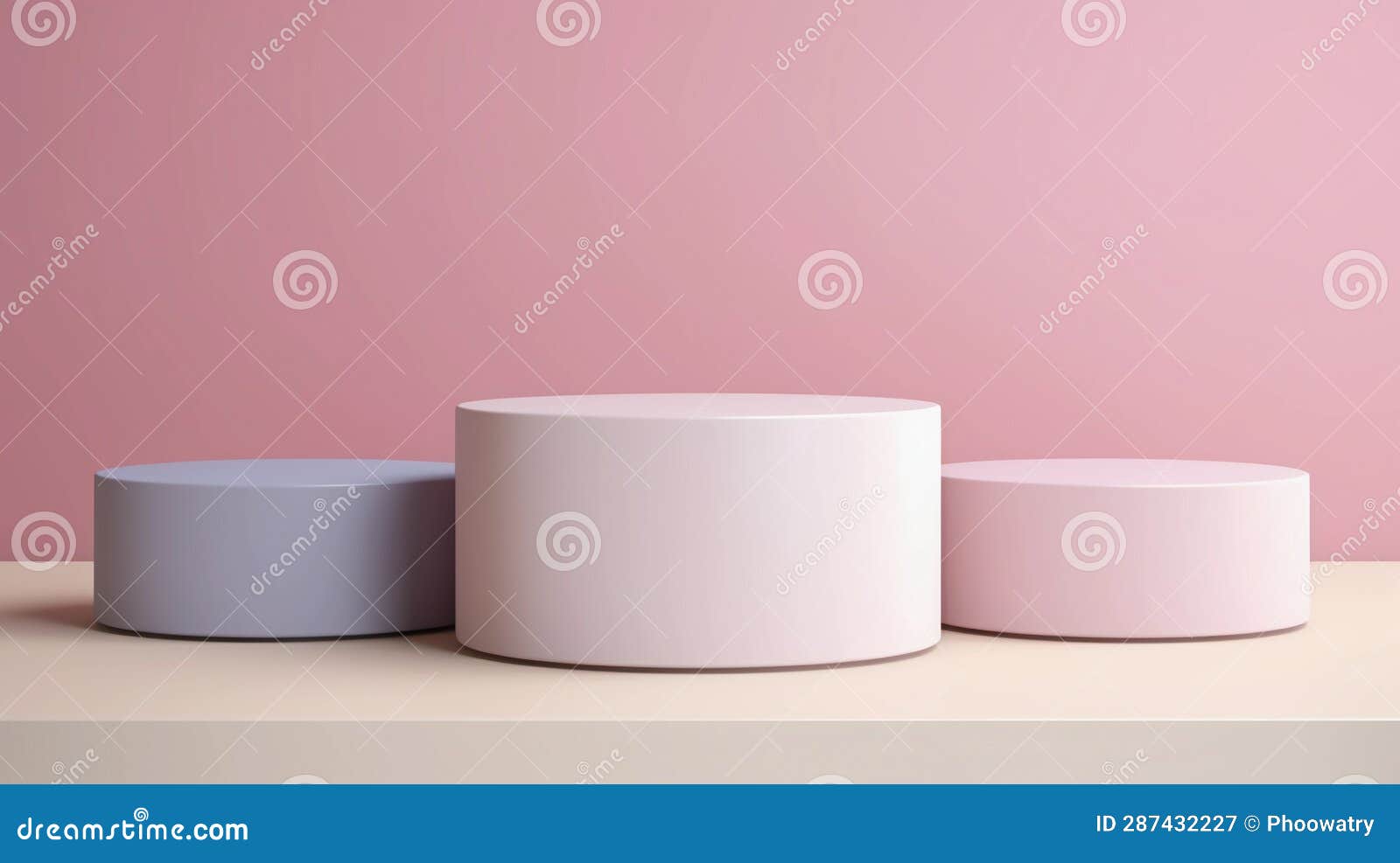 3d Render, Abstract Minimal Geometric Forms, Pastel Colors, Podiums for ...