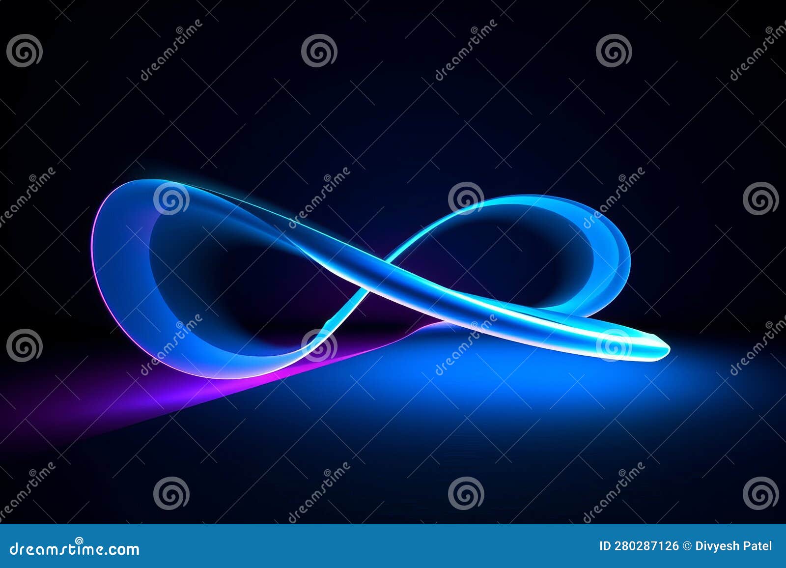 3d Render, Abstract Minimal Neon Background with Glowing Curvy Line ...