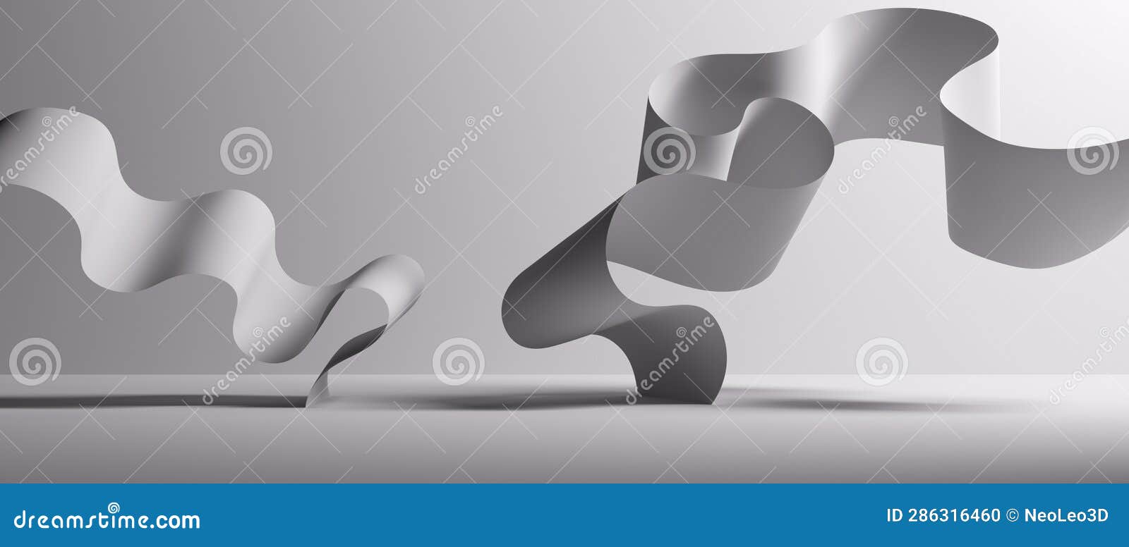 3d Render. Abstract Minimalist Background of Folded Paper Scroll. Curvy ...