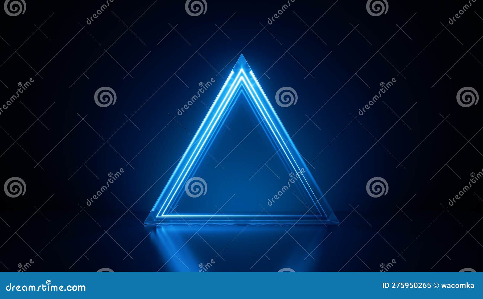 3d Render, Abstract Minimalist Background. Glowing Blue Neon Triangle ...