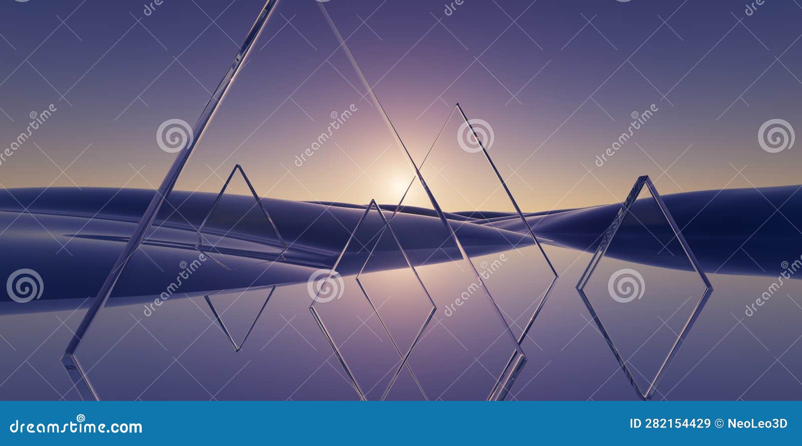 3d Render, Abstract Minimalist Geometric Background. Surreal Landscape ...