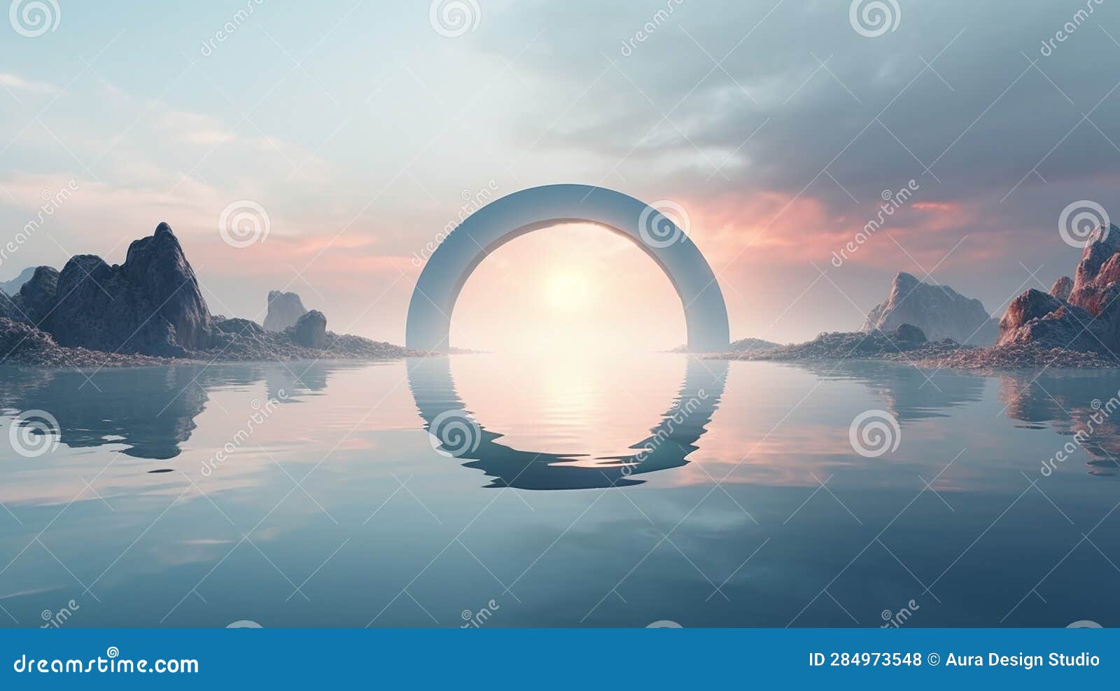 3d Render Abstract Minimalist Panoramic Background. Generative Ai Stock ...