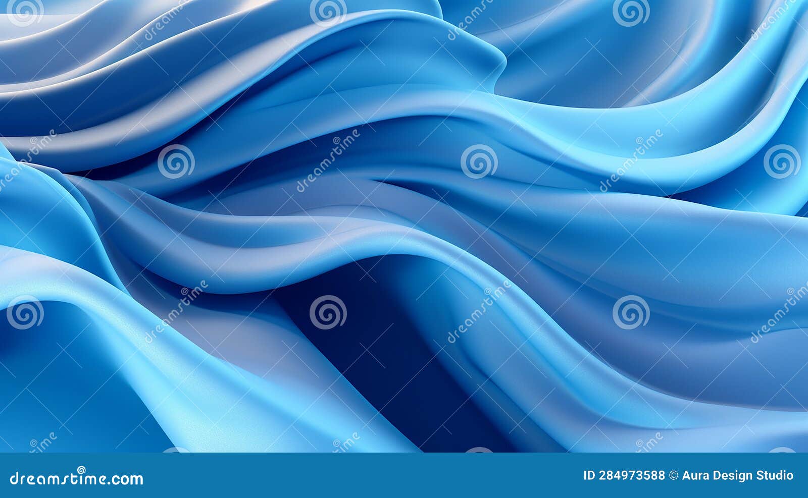 3d Render Abstract Modern Blue Background Folded Ribbons Macro ...