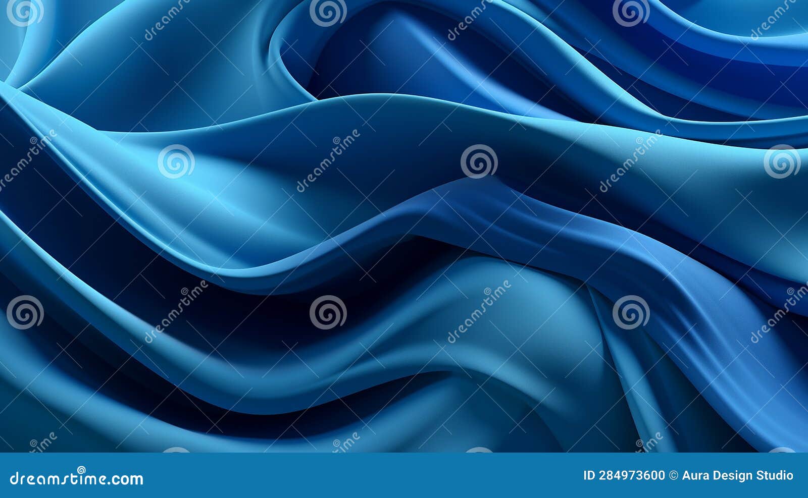 3d Render Abstract Modern Blue Background Folded Ribbons Macro