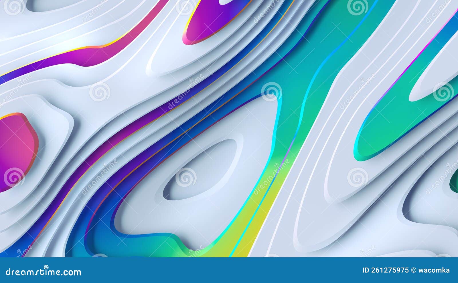 3d Render, Abstract Modern Minimal Background with Curvy Shapes and ...