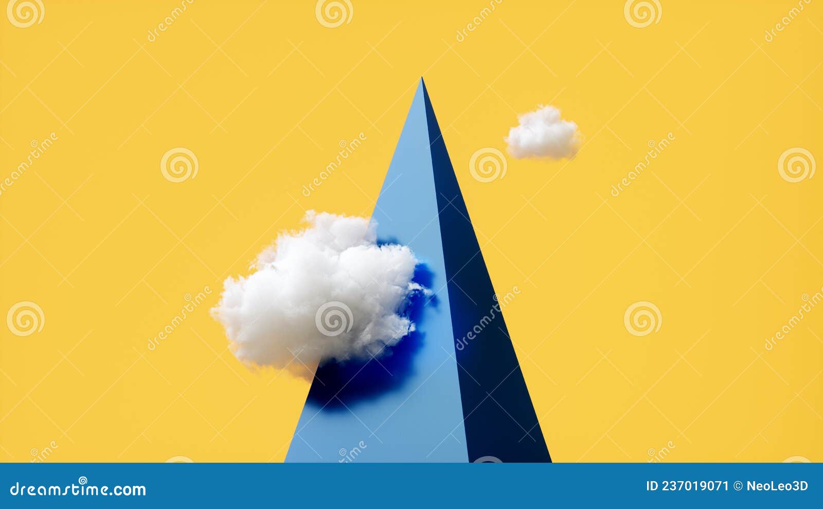 3d Render, Abstract Modern Minimal Wallpaper, Blue Pyramid Skyscraper ...
