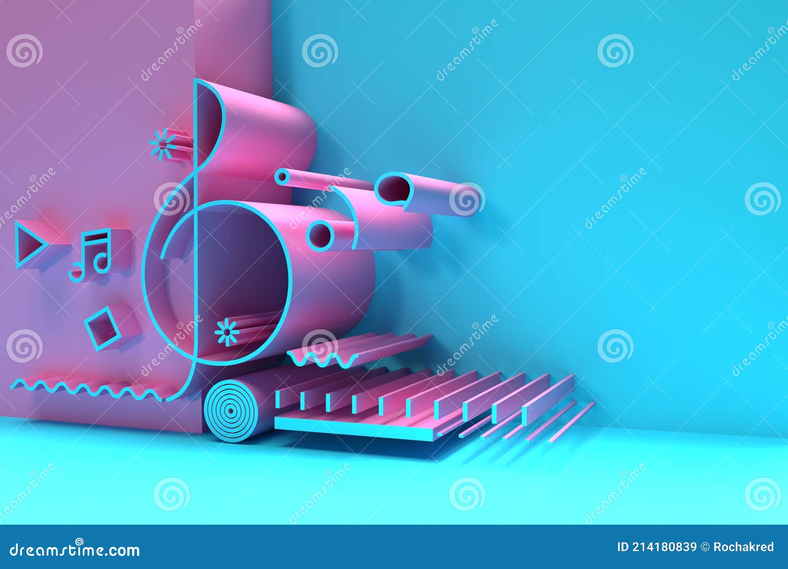 3D Render Abstract Music Note Banner Flyer Poster 3D Illustration Stock ...
