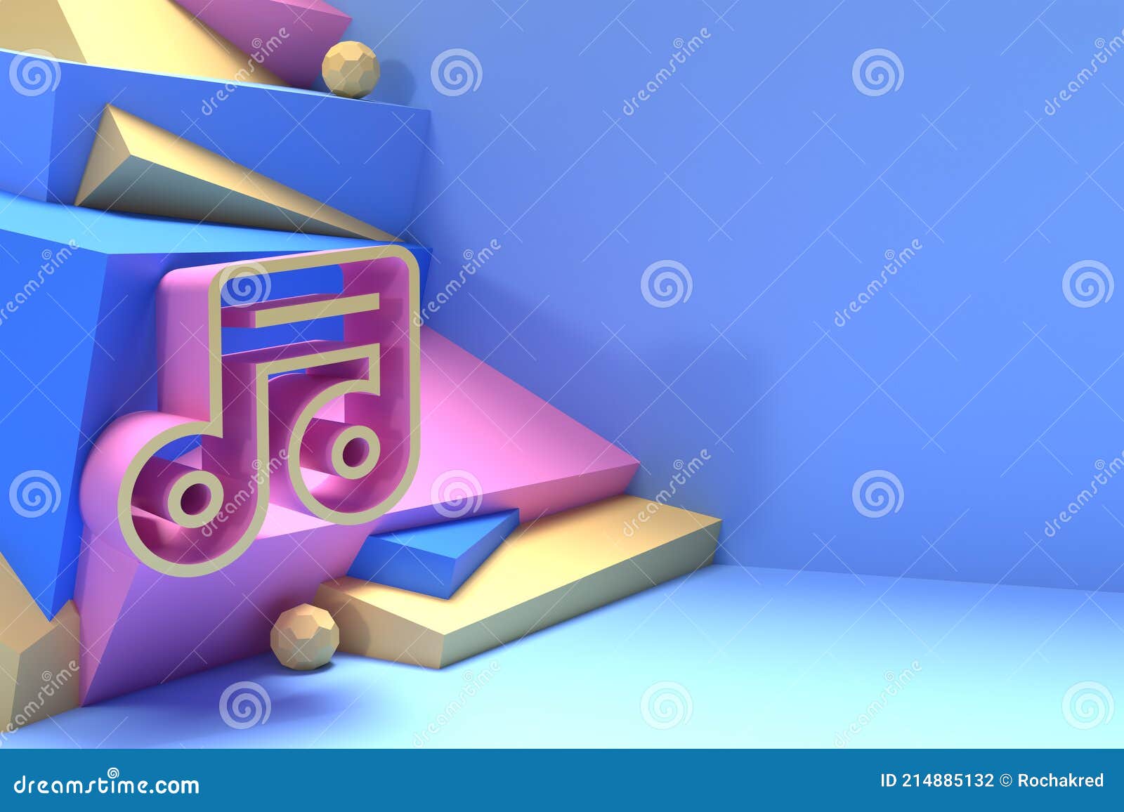 3D Render Abstract Music Note Banner Flyer Poster 3D Illustration ...